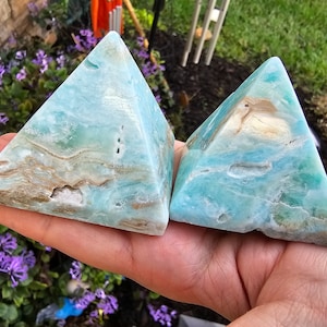 Rare Blue Aragonite Crystal Pyramids, Choose Your Piece, Blue Pyramid ...