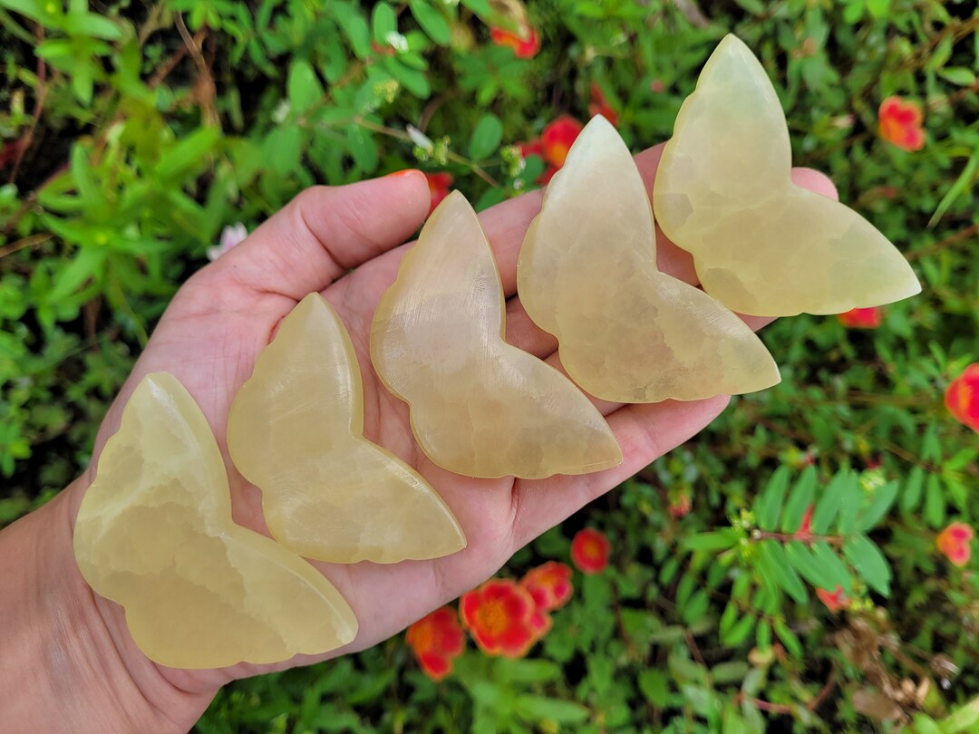 Yellow Calcite Crystal Butterfly, Choose Your Piece ~ Pakistan ~ Pocket ...