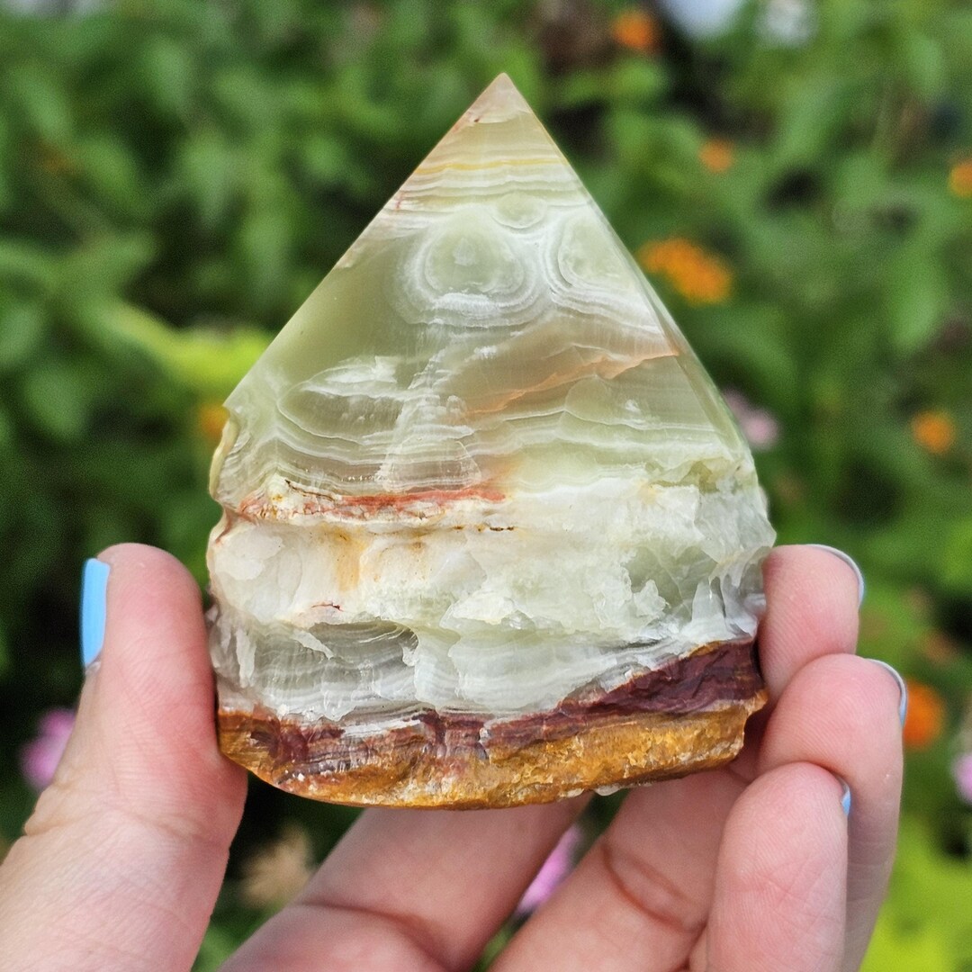 Rare Green Banded Onyx Point 2.5" Polished Chunky Raw Mineral Crystal ...