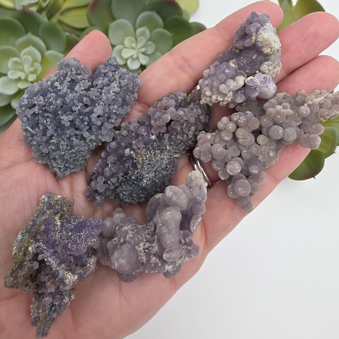 Grape Agate 6pc Set 1.4"-2.25" Botryoidal Amethyst Clusters, Indonesia ...