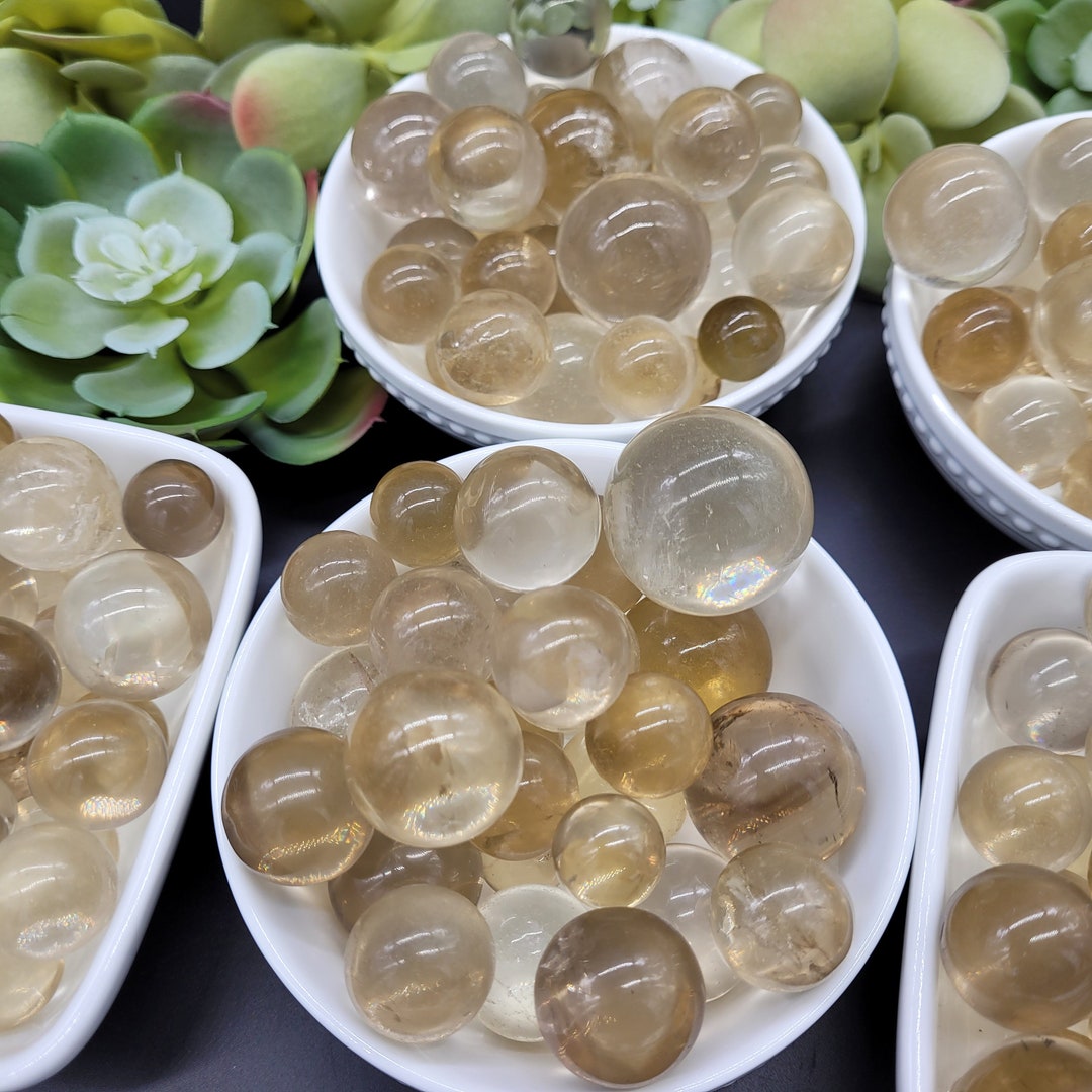 Bulk Natural Citrine Spheres, Brazilian Crystal Lot Citrine Crystal ...