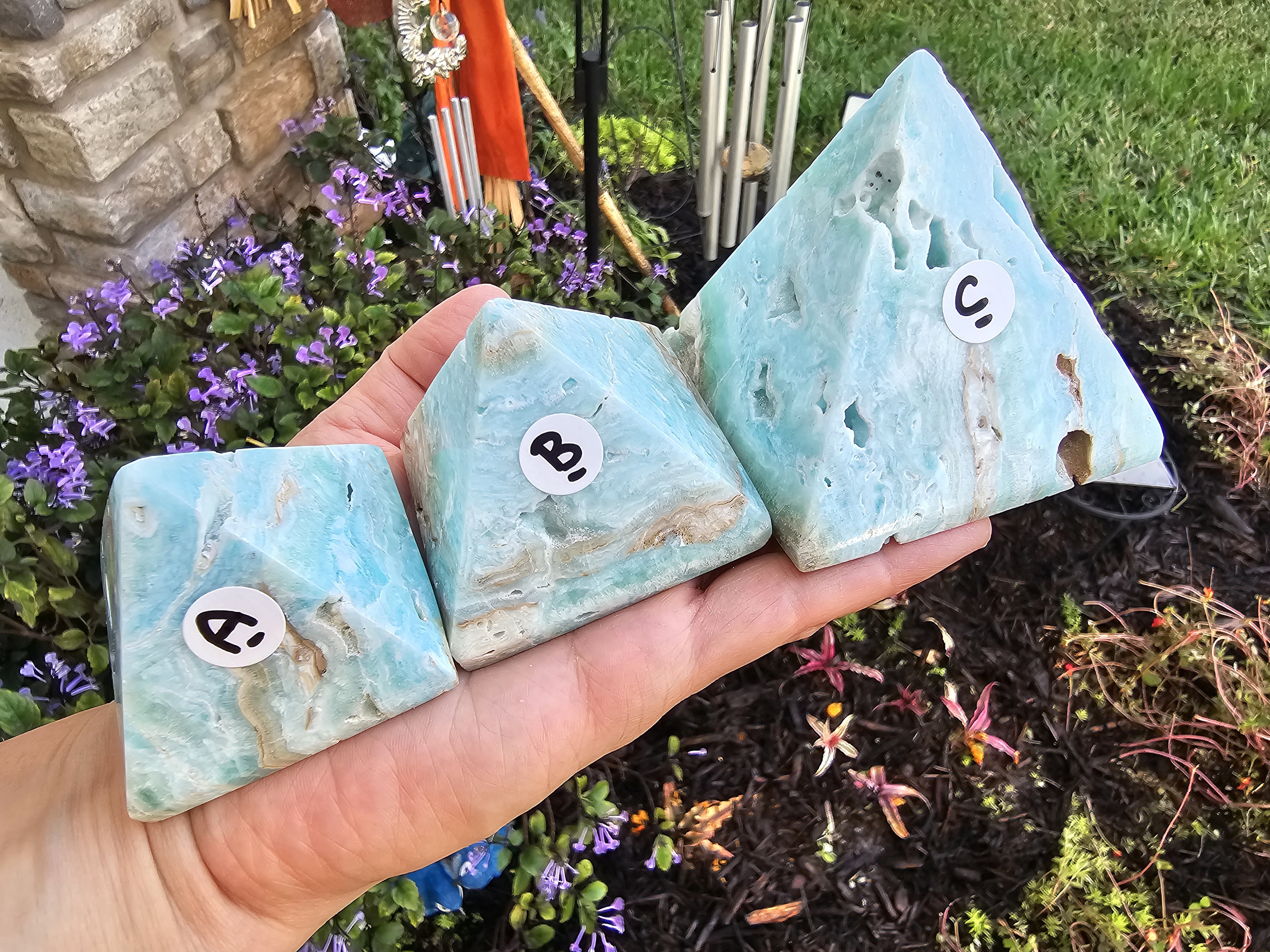 Rare Blue Aragonite Crystal Pyramids, Choose Your Piece, Blue Pyramid ...