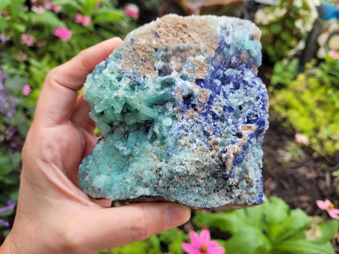 Large Smithsonite Azurite Specimen 4.3 110mm Blue Green Mineral ...