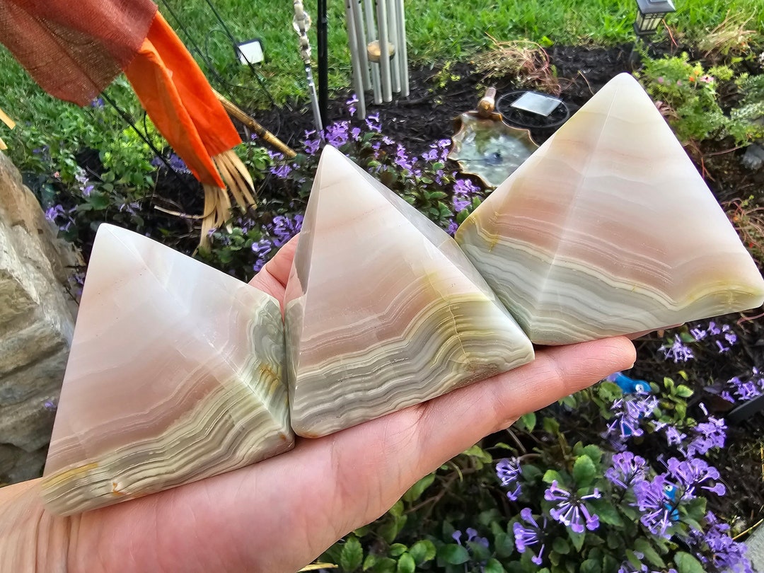 Rare Pink Banded Onyx Crystal Pyramids, Choose Your Piece, Pink Onyx ...