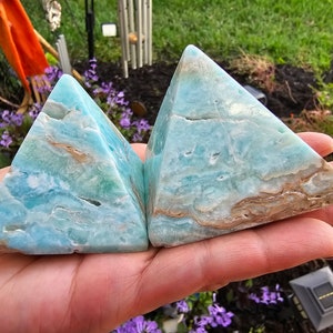 Rare Blue Aragonite Crystal Pyramids, Choose Your Piece, Blue Pyramid ...