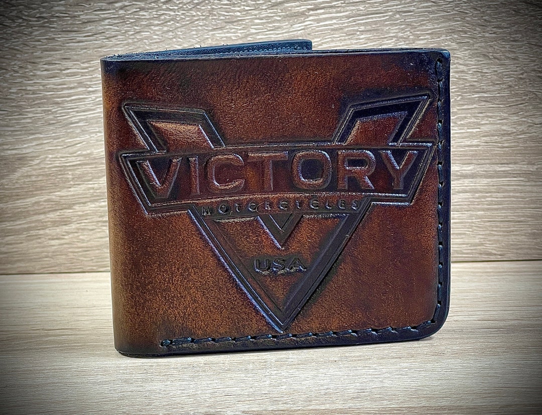 Handmade Leather Bifold Wallet , Motorcycle Wallet, Dad Gift, Valentine ...