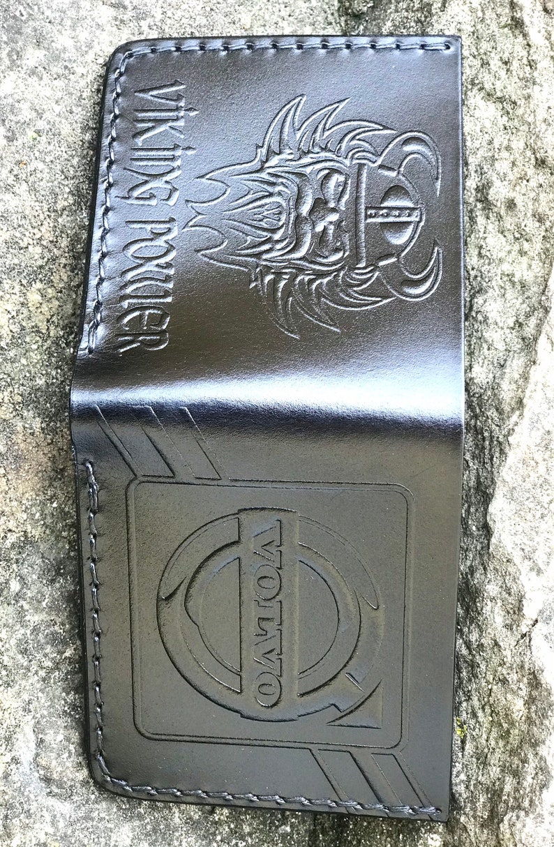 Handmade Leather Bifold Wallet: Volvo Truck, Viking Power, Custom ...