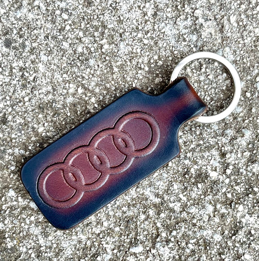 Handmade Leather Keychain – Personalized Engraved Key Fob, Full-grain ...