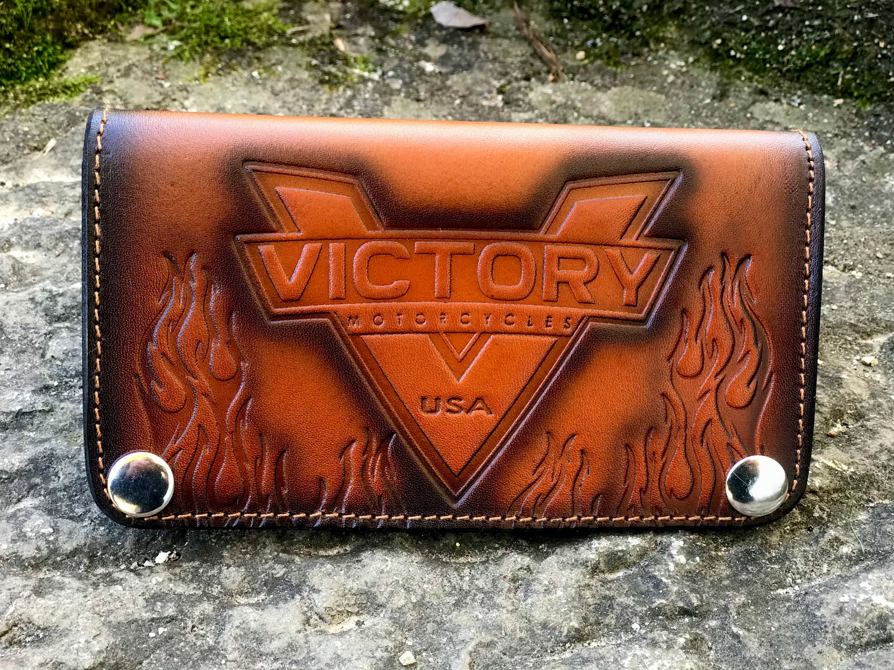 Handmade Victory Motorcycle long leather wallet Dad gift | Etsy