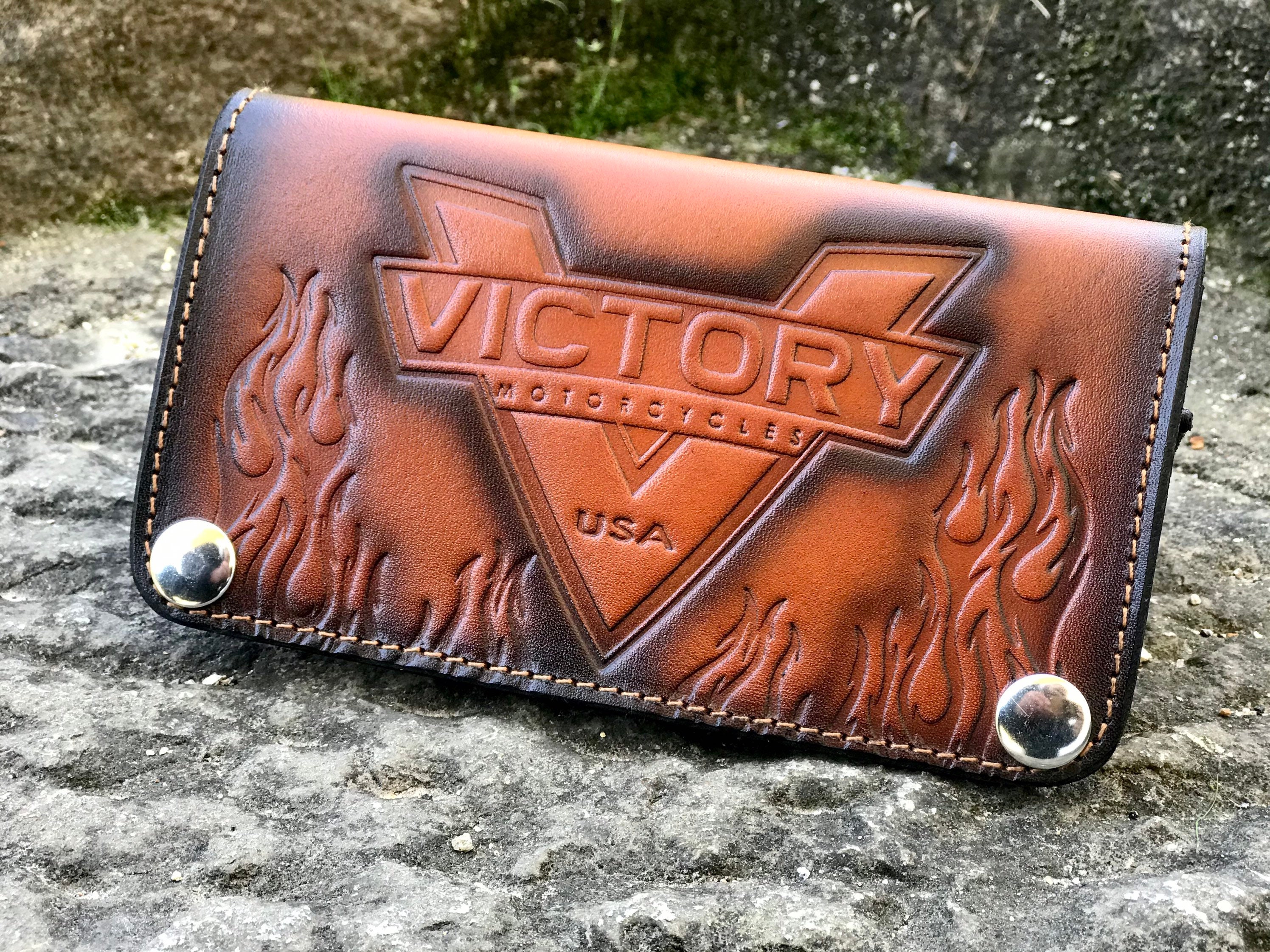 Handmade Victory Motorcycle long leather wallet Dad gift | Etsy
