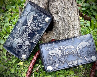 Chain Wallet Handmade Leather Biker Walltet Mens Bifold Wallet ...