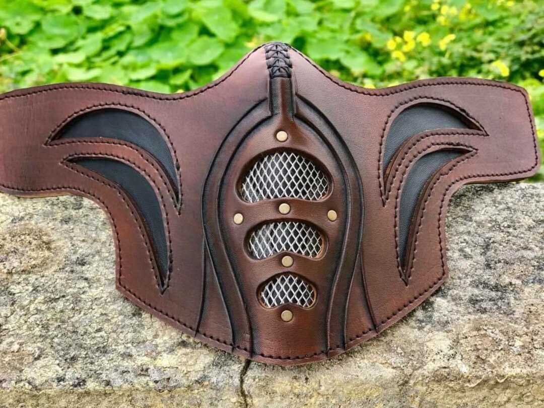 Handmade Leather Face Shield Mask, Dad Gift, Top Quality Leather, Biker ...