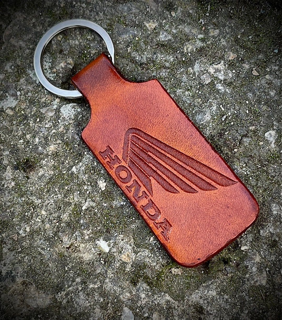 Embossed Motorcycle Automotive Logo Keychain Key Right,handmade Leather ...