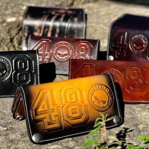 Handmade Motorcycle Long Leather Wallet, Dad Gift, Biker Wallet, Top ...