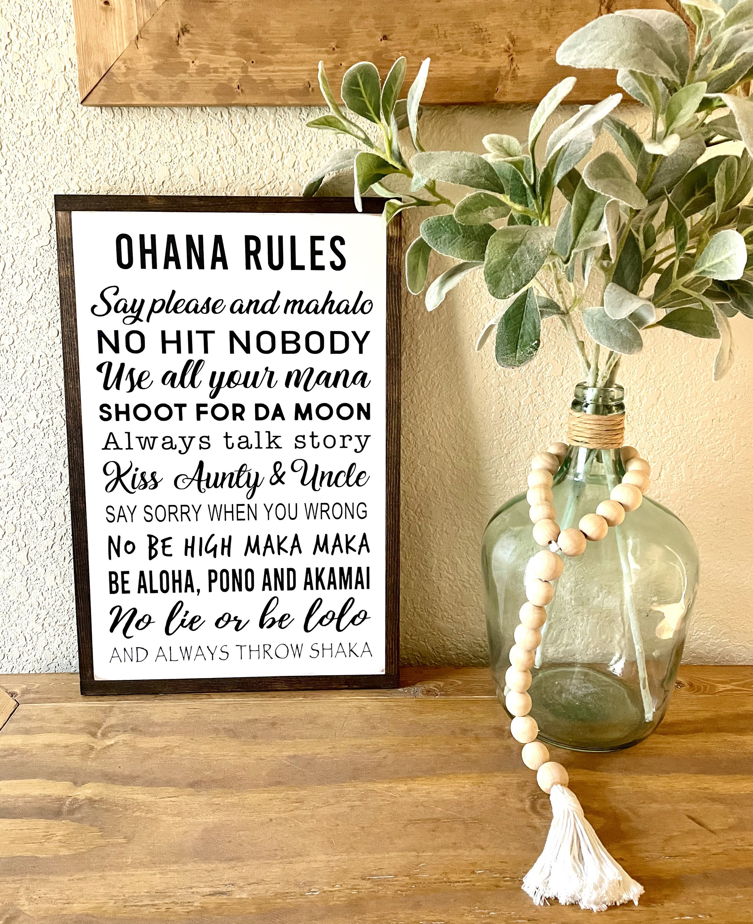 Ohana Rules Family Rules Hawaiian Sign Hawaiian Native - Etsy