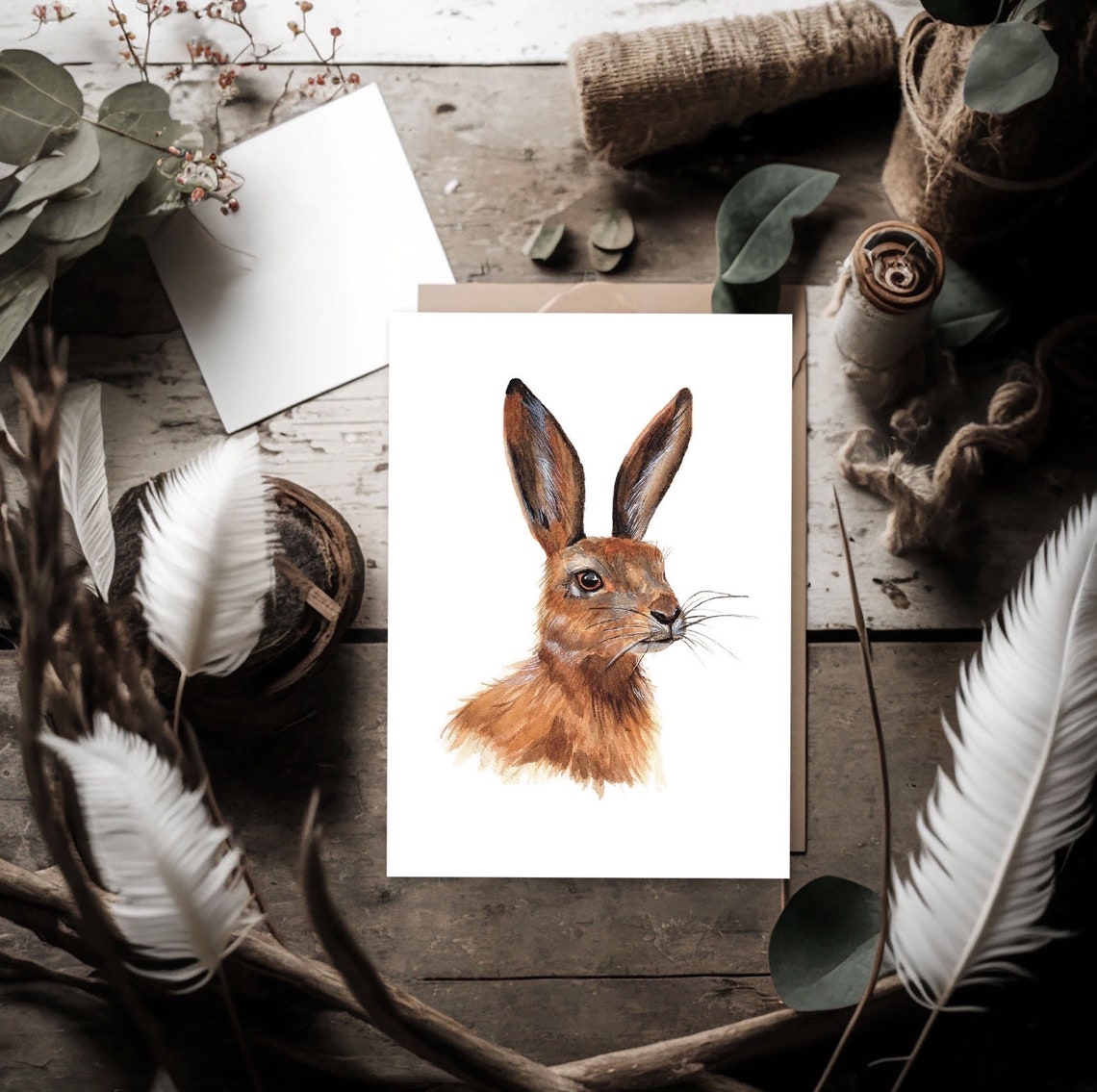 Hare Birthday Card A6, Rabbit Greetings Card, British Wildlife Card ...