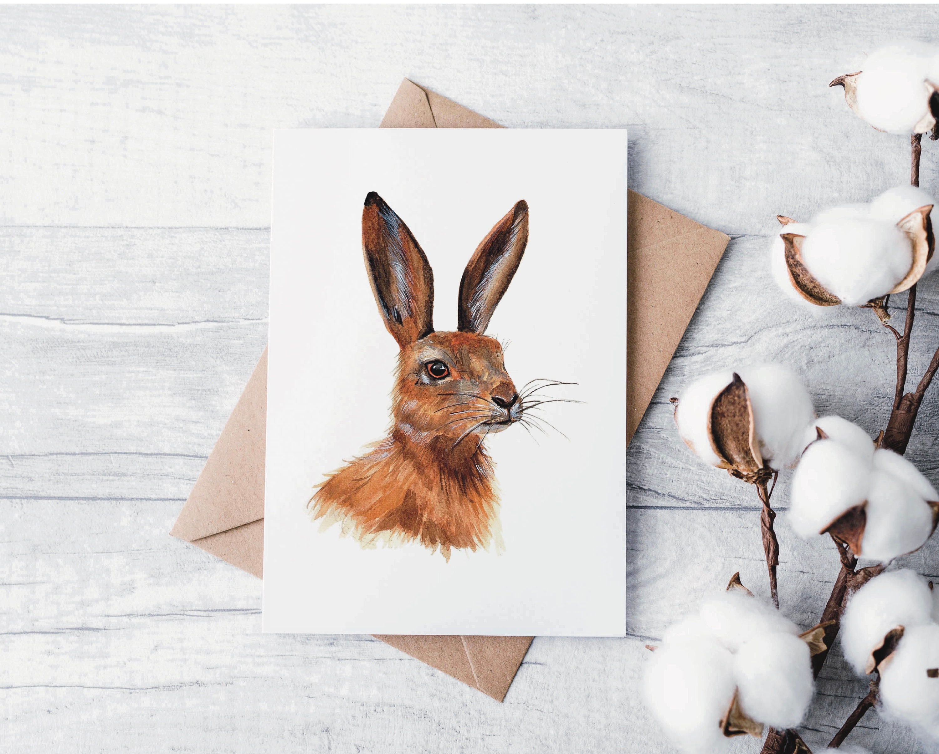 Hare Birthday Card A6, Rabbit Greetings Card, British Wildlife Card ...