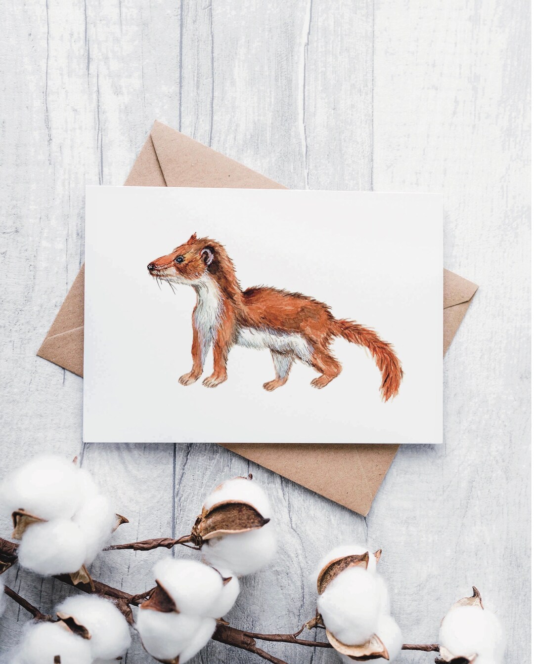 Cute Weasel Card A6, Weasel Greetings Card, Birthday Card, Blank Card ...