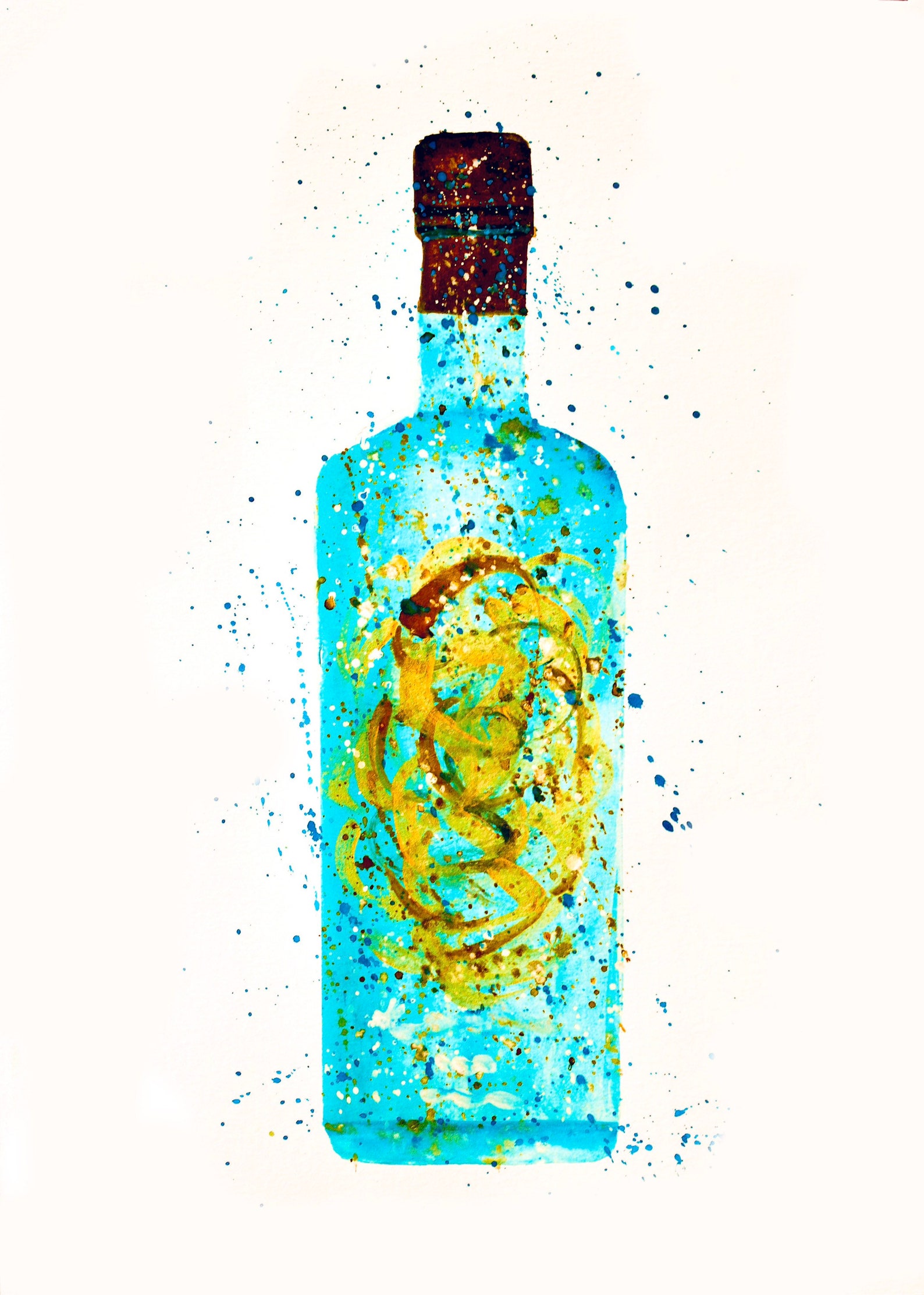 Gin Bottle Print, Watercolour Gin Bottle Art Print - Etsy