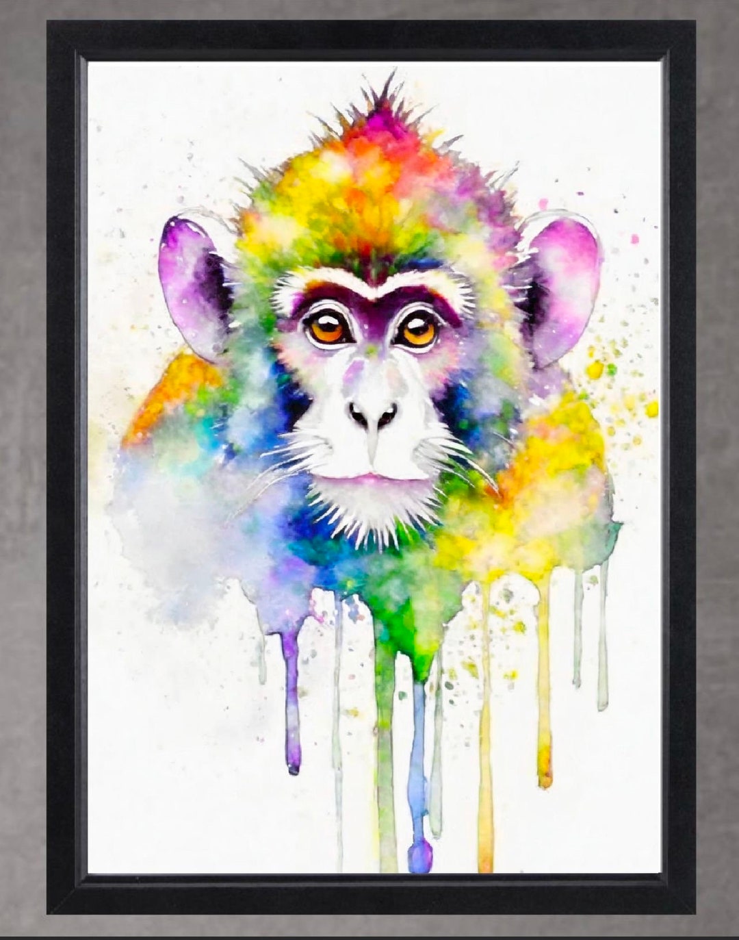 Monkey Watercolour ART Monkey Print , Monkey Poster Gift Animals Decor ...