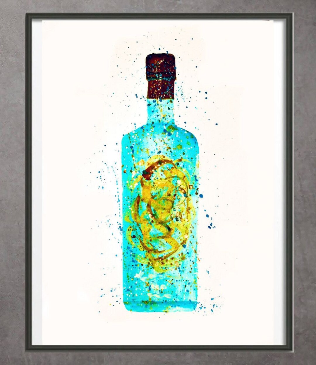 Gin Bottle Print, Watercolour Gin Bottle Art Print - Etsy