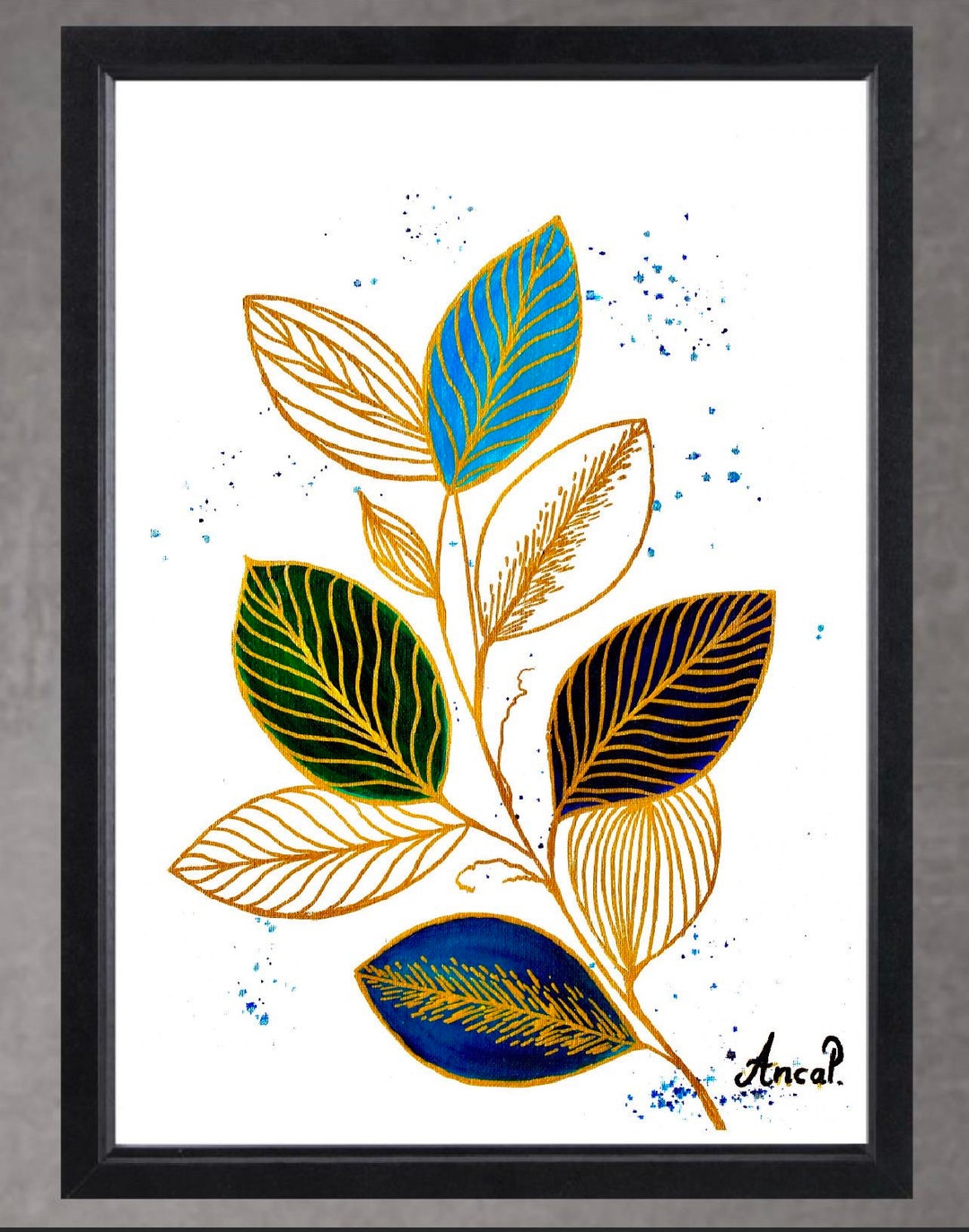 Gold Leaf Painting Gold Leaf Print Botanical Print Leaves - Etsy