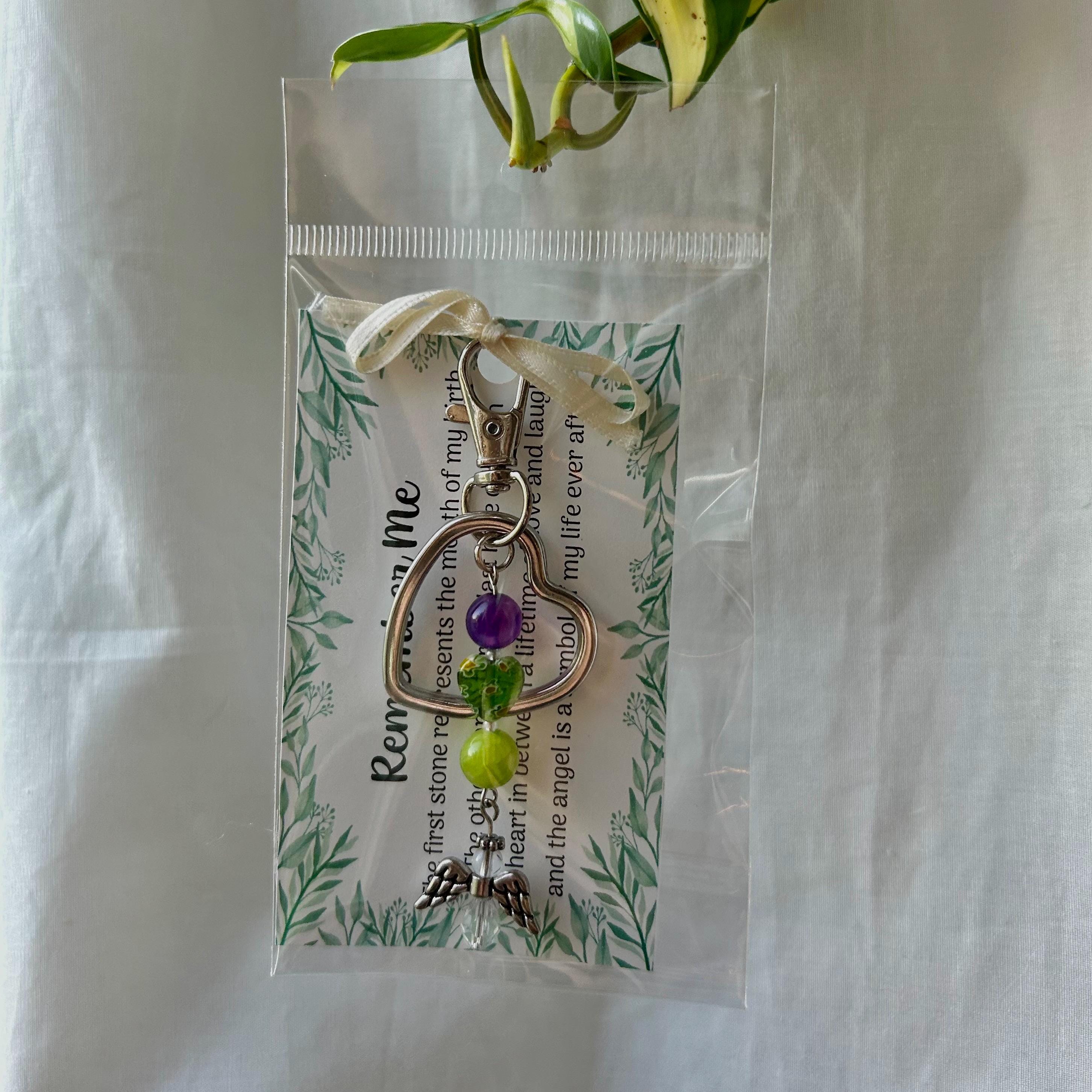 Remember Me Keychain, Memorial, Loved One, Key Ring, Faux Gemstone ...