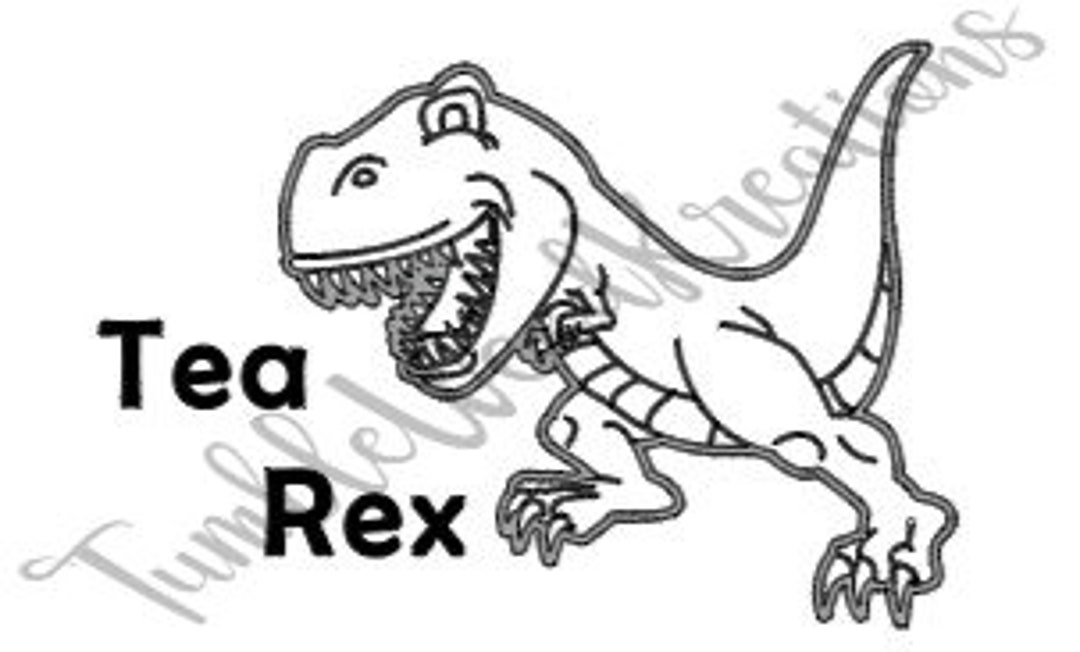 T-rex 'tea Rex' Dinosaur Stomping SVG Digital Download - Etsy