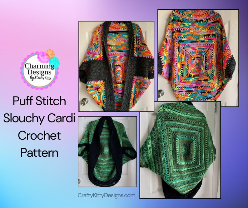 Puff Stitch Slouchy Cardi Crochet Pattern - PATTERN ONLY - Crochet ...