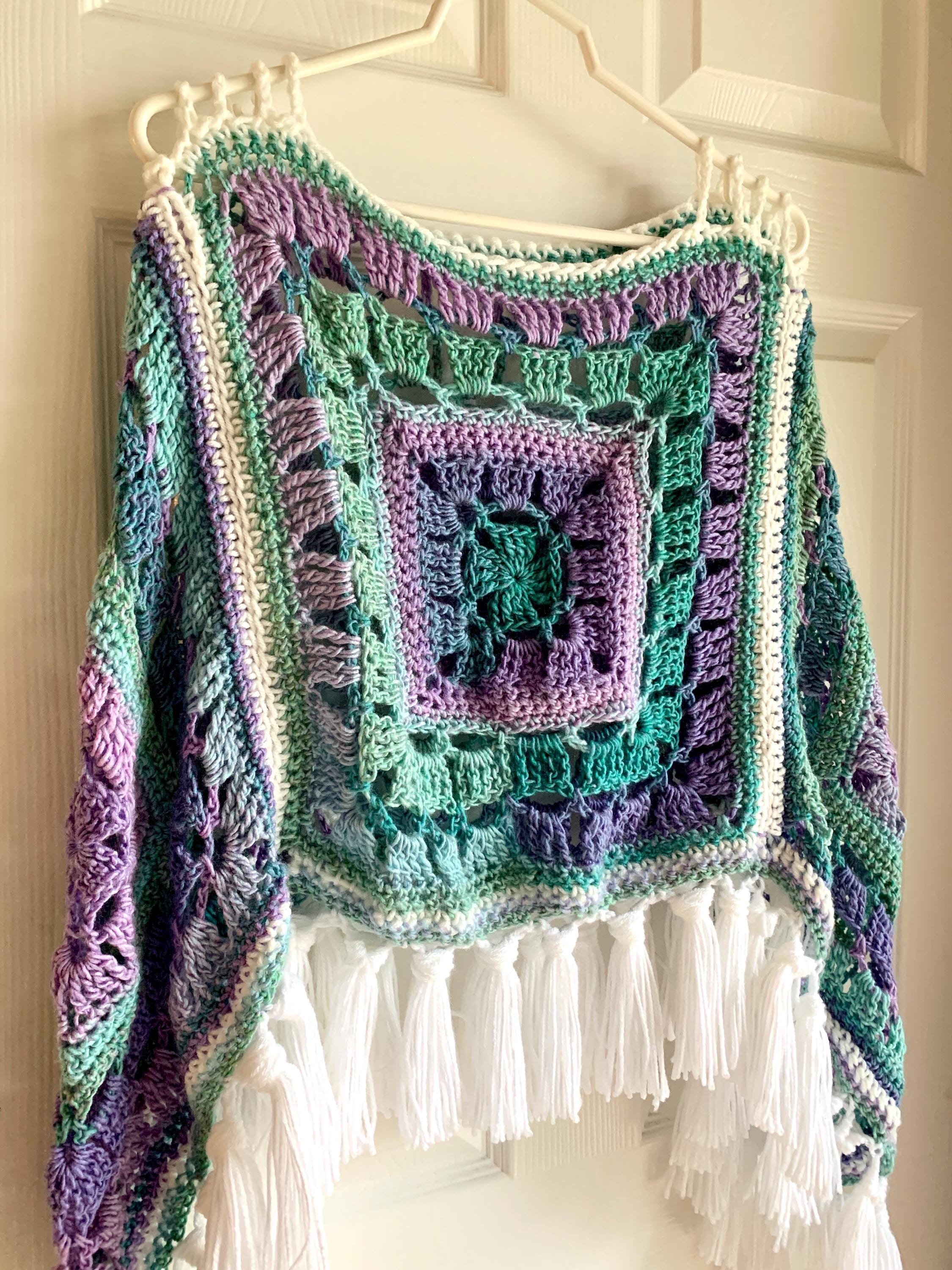 Blocks and Borders Crochet Poncho Pattern: Lightweight Design (PDF ...