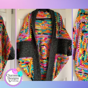 Puff Stitch Slouchy Cardi Crochet Pattern - PATTERN ONLY - Crochet ...