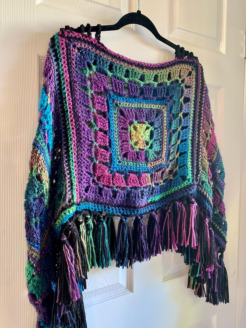 Blocks and Borders Crochet Poncho Pattern: Easy Lightweight Design (PDF ...