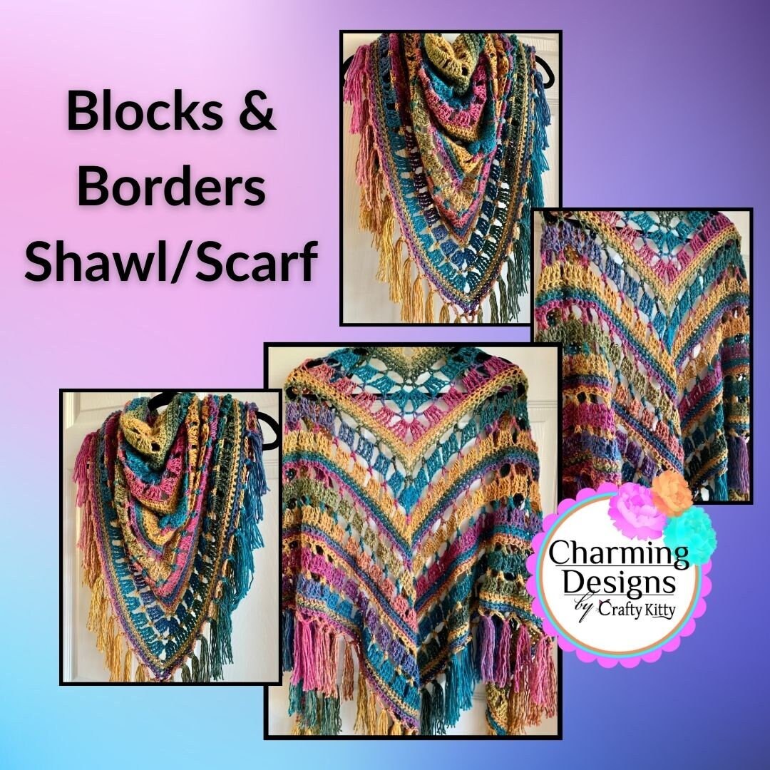 Blocks & Borders Shawl/scarf Crochet Pattern Pattern Download Only PDF ...
