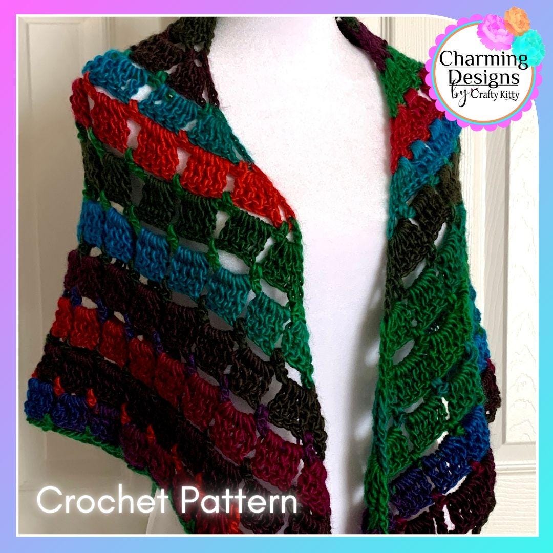 Block Stitch Crochet Shawl Pattern: Easy Beginner Scarf (PDF Pattern ...