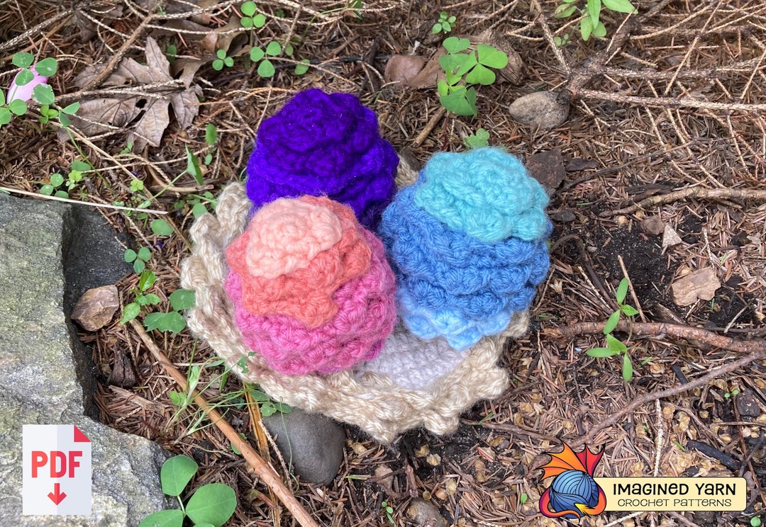 Crochet Dragon Eggs and Nest PDF Pattern large and Small Eggs and Nests ...