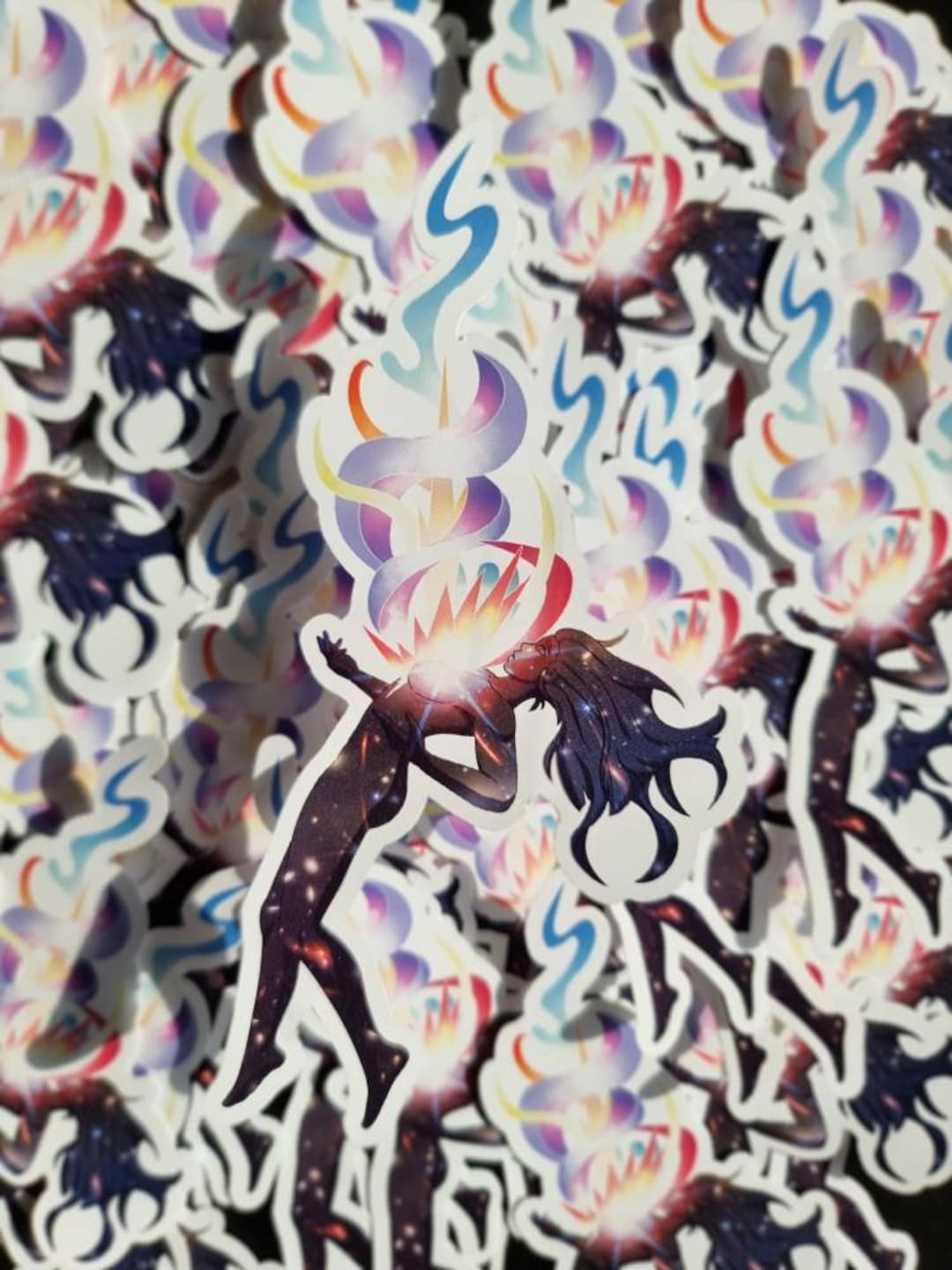 Holographic Cosmic Girl Space Bloom Glossy Sticker - Etsy