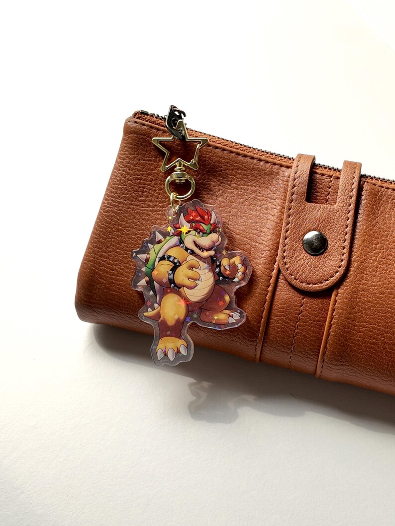 Holographic Super Mario Bros Acrylic Keychain - Bowser Charm - Etsy UK