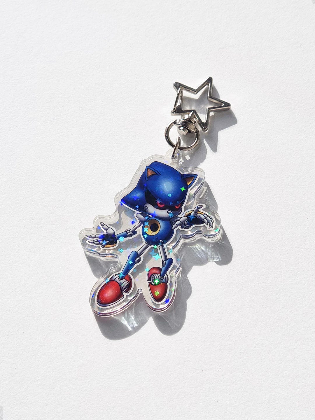 Holographic Sonic the Hedgehog Acrylic Keychain - Metal Sonic Charm - Etsy