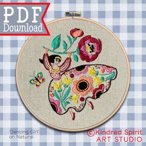 Dancing Embroidery Design ; Dancing Girl Hand Embroidery Pattern ...