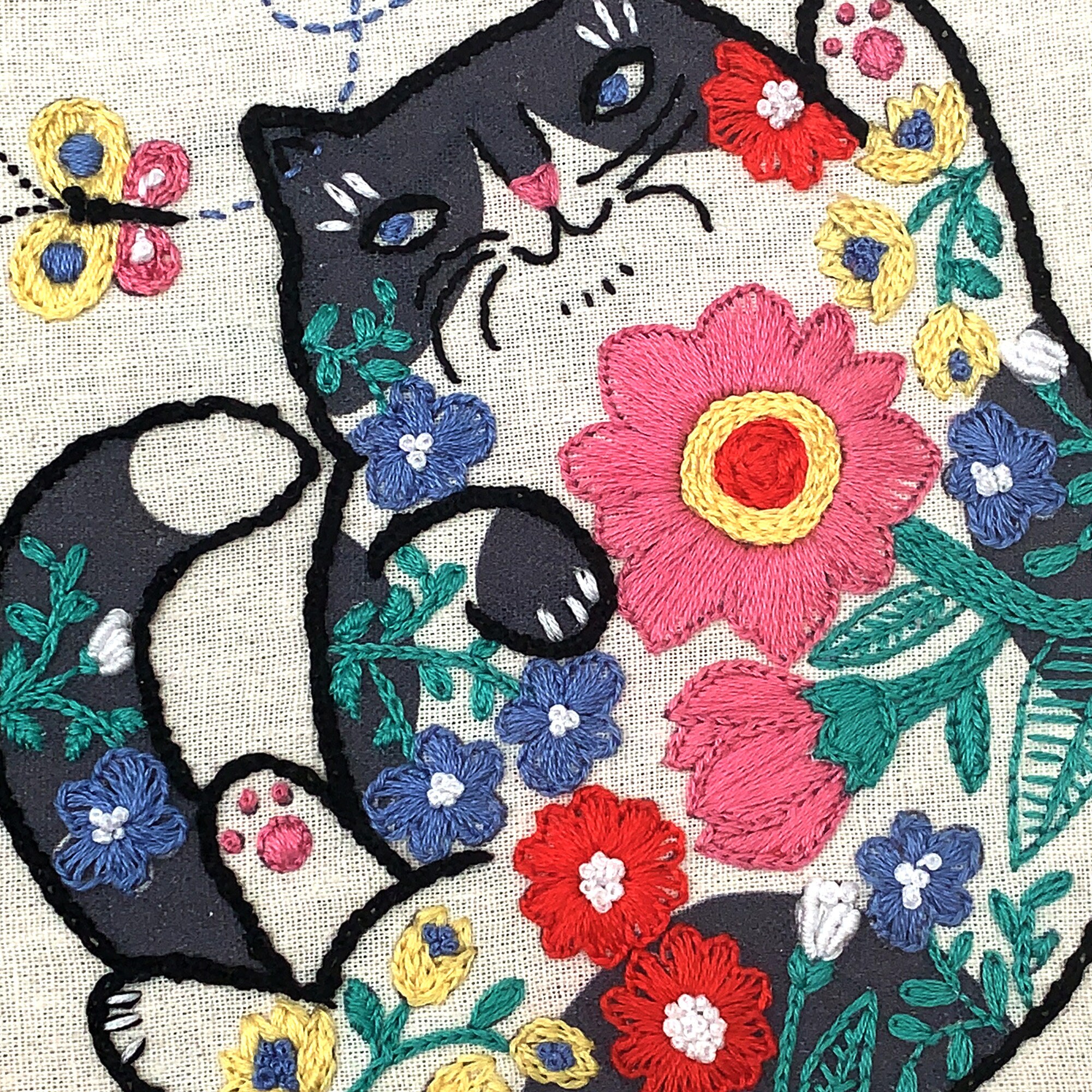 Cat Embroidery Kit Hand embroidery pattern Cat Lover Gift | Etsy