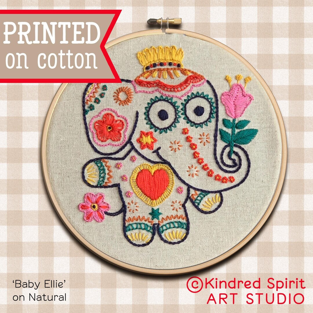 Elephant Embroidery Kit ; Simple Pattern ; Baby Design ; Nursery Decor ...