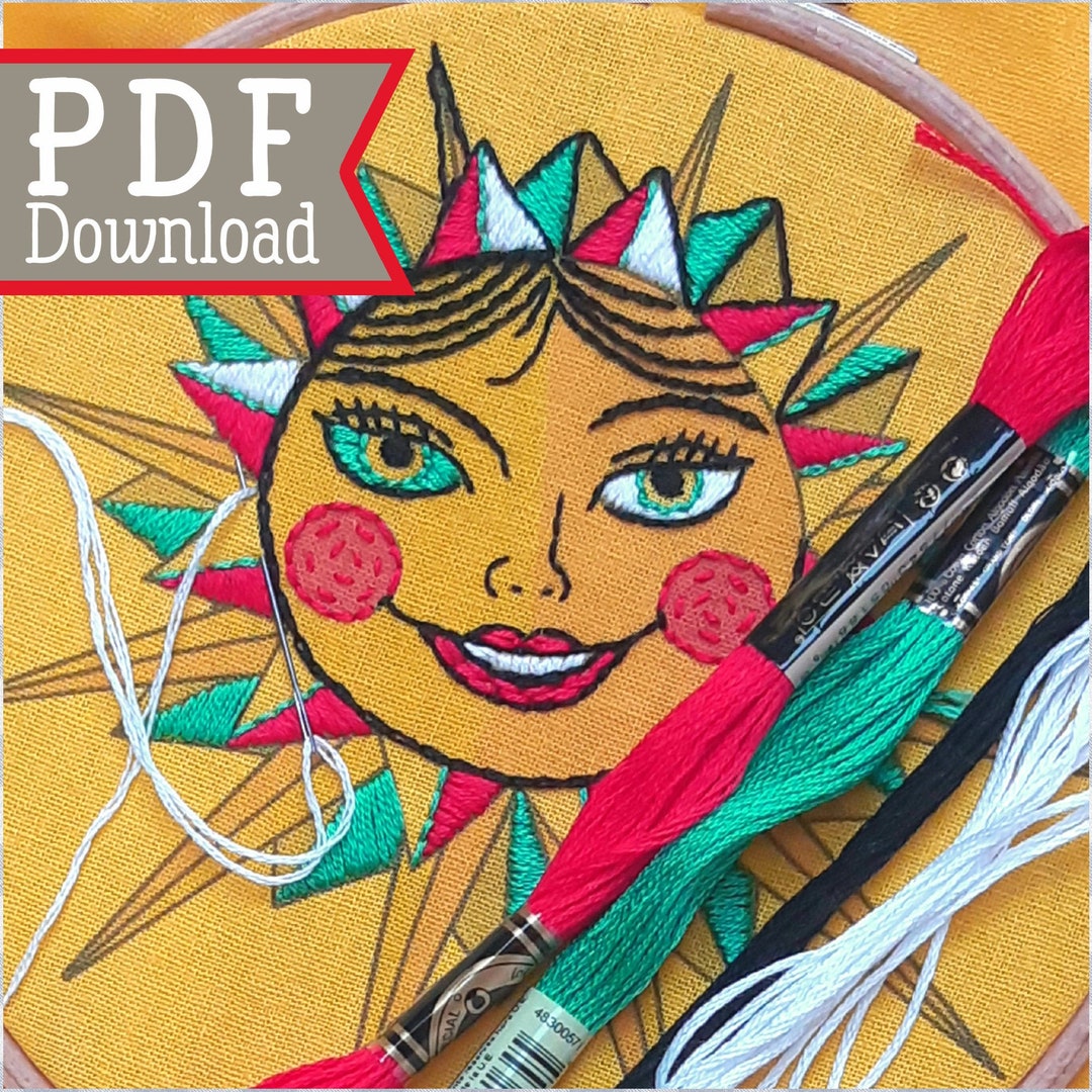 Hand Embroidery Pattern ; Sunshine Face Design ; PDF Download ...