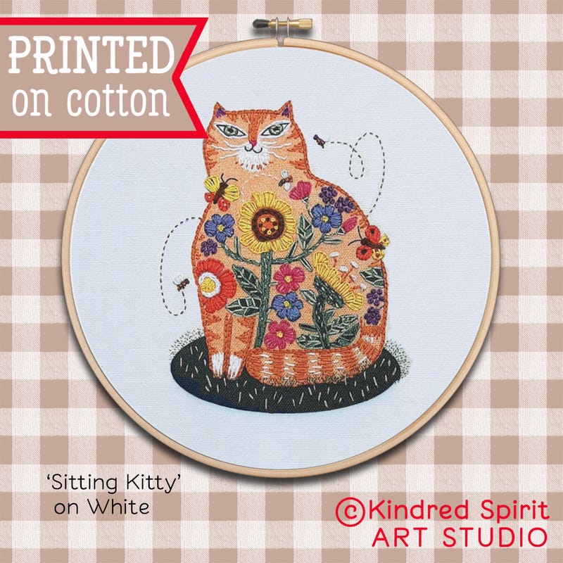 Cat Embroidery Kit - Etsy