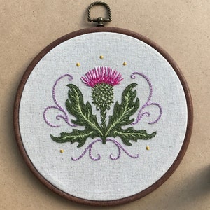 Hand Embroidery Pattern ; Thistle Design ; Flower Needlepoint ; Modern ...