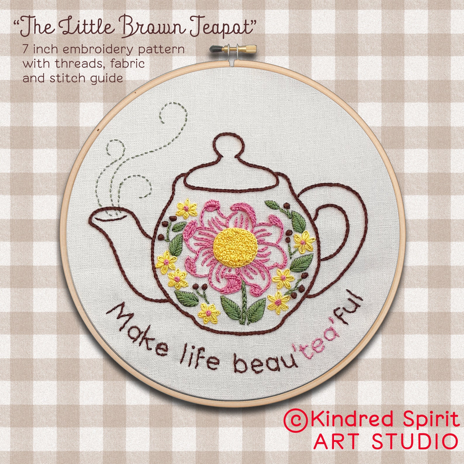 Tea Hand Embroidery PDF Pattern DIY Craft Teapot - Etsy