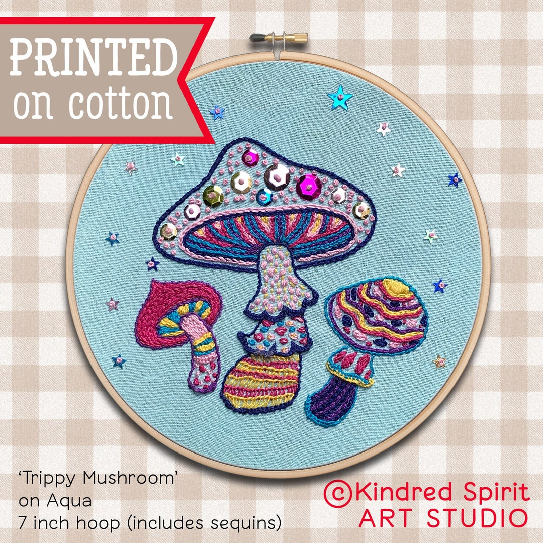 Mushroom Embroidery Kit: Retro Hippie DIY Craft, Nature Theme - Etsy