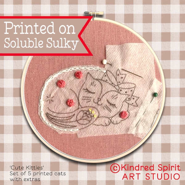 Cat Water Soluble Embroidery Patterns - Etsy