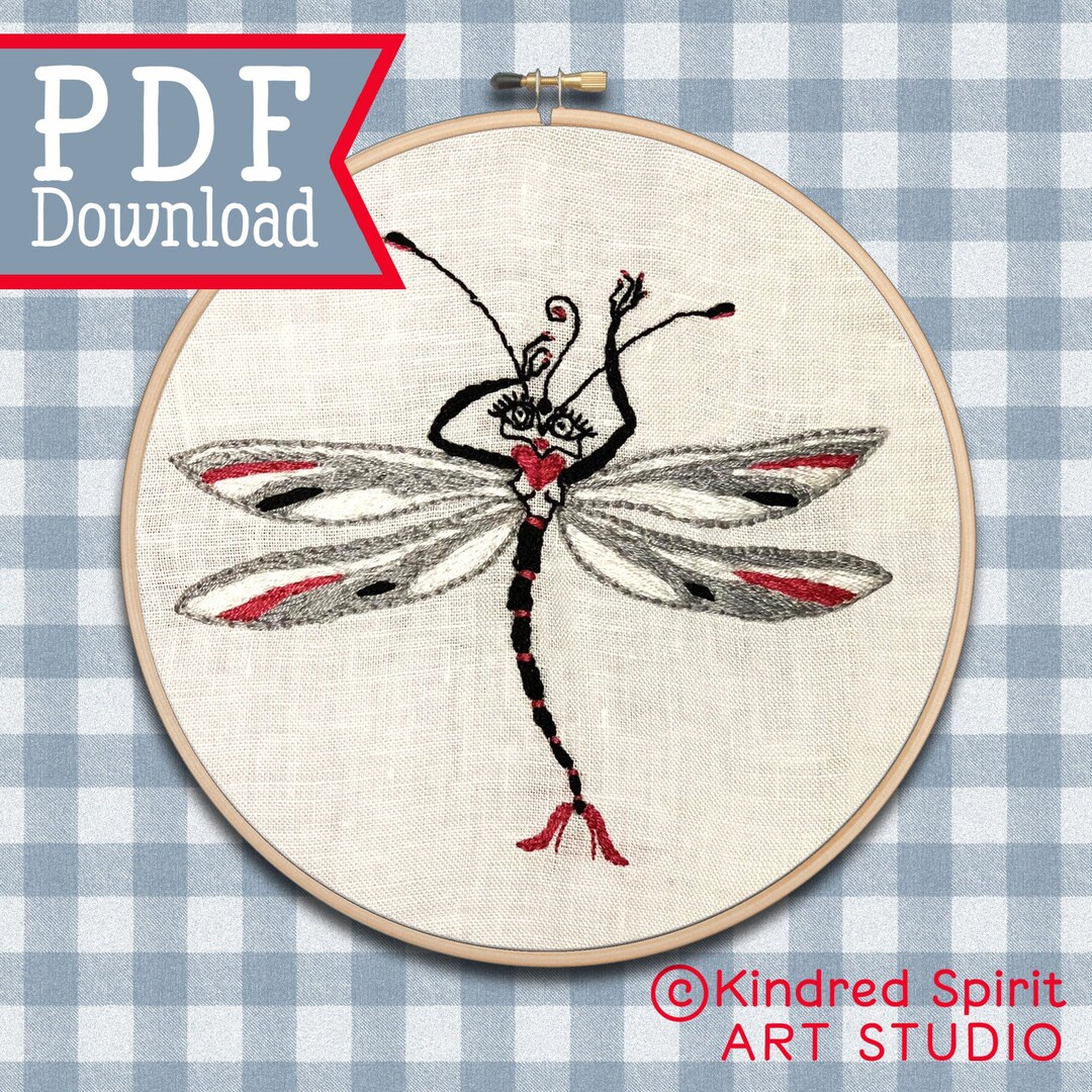 Hand Embroidery Pattern ; Dragonfly Design ; PDF Download ; Insects ...