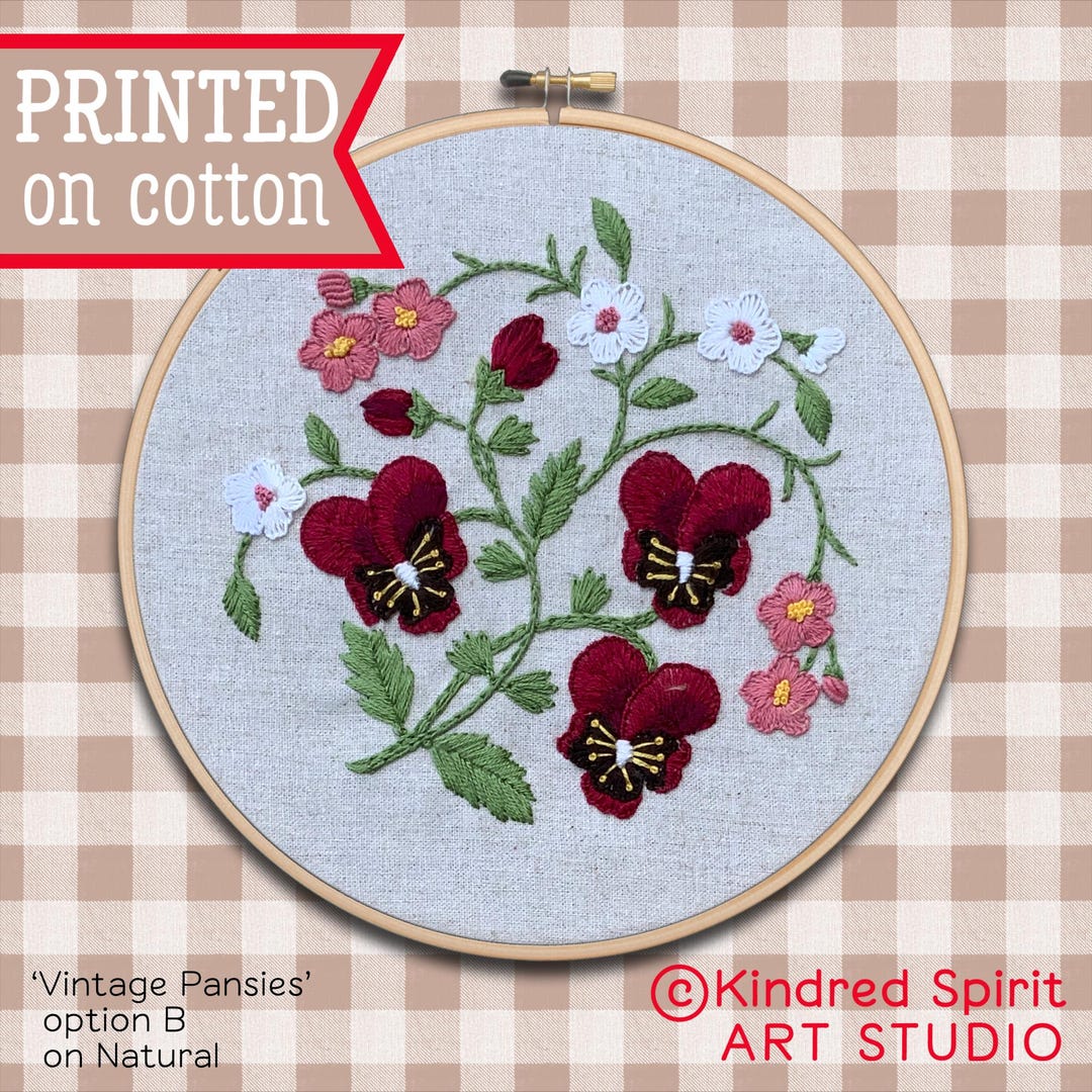 Vintage Pansies Embroidery Design ; Floral Pattern ; Flower Needlepoint ...