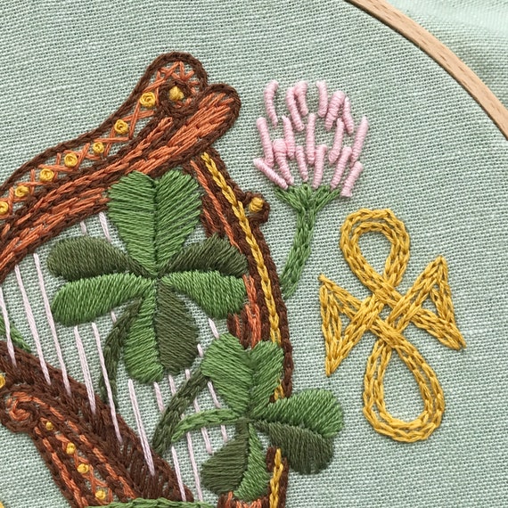 Irish Hand Embroidery Patterns Ireland Hand Embroidered Pillow